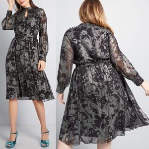 Modcloth | Dresses | Modcloth More To Adore Black Silver Midi Dress M ...